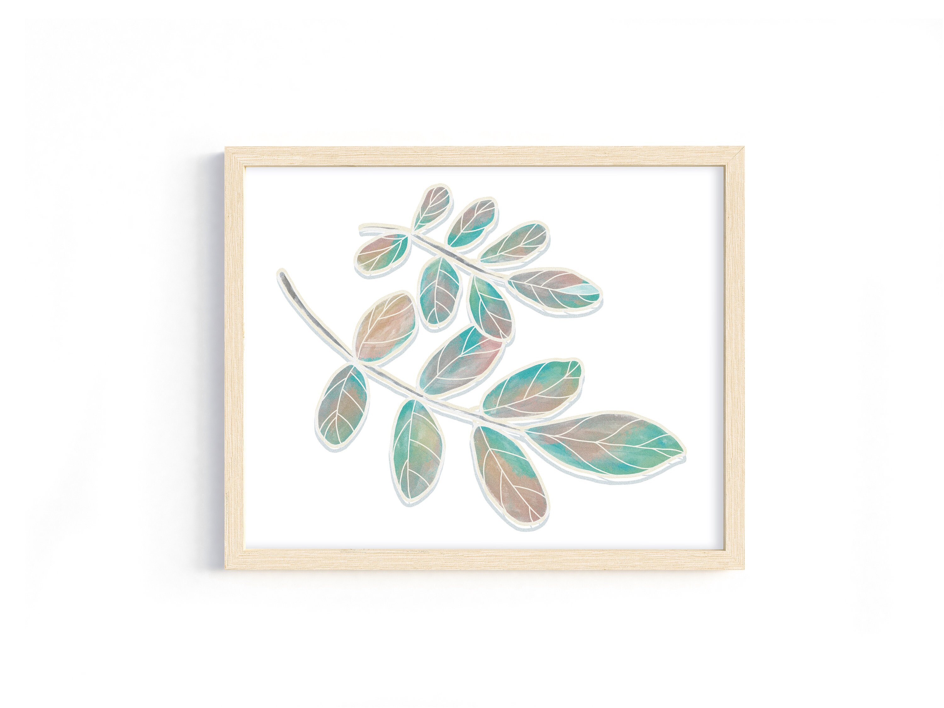 Digital Download Leaf Drawing, Digital Print, Leaf Wall Art, Leaf ...