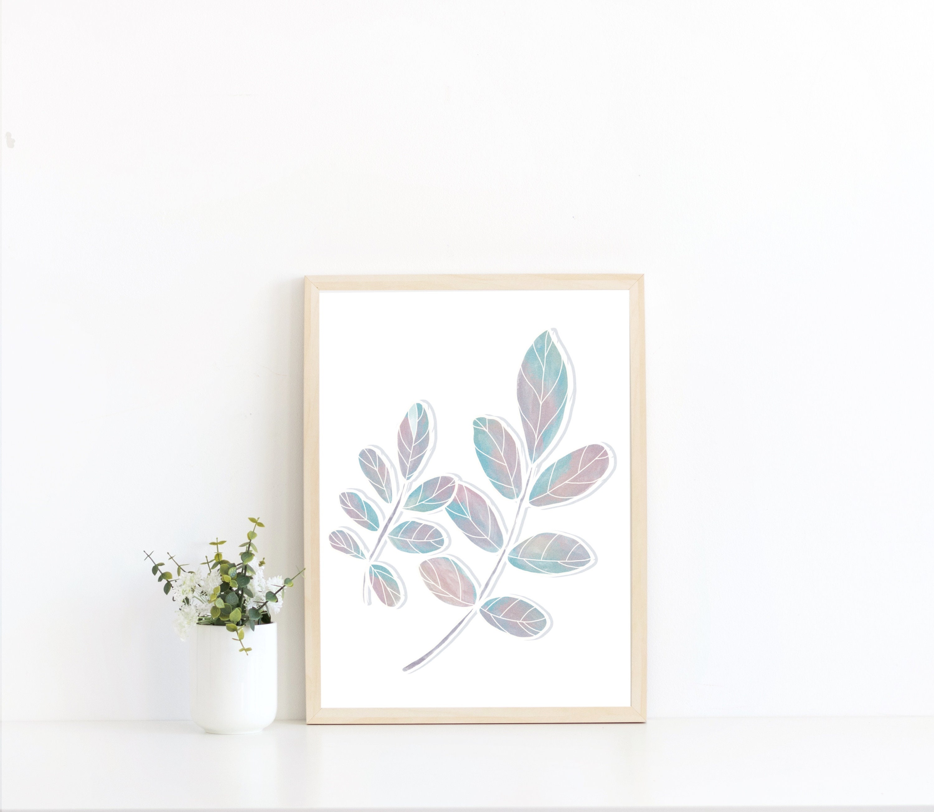 Digital Download Leaf Drawing, Digital Print, Leaf Wall Art, Leaf ...