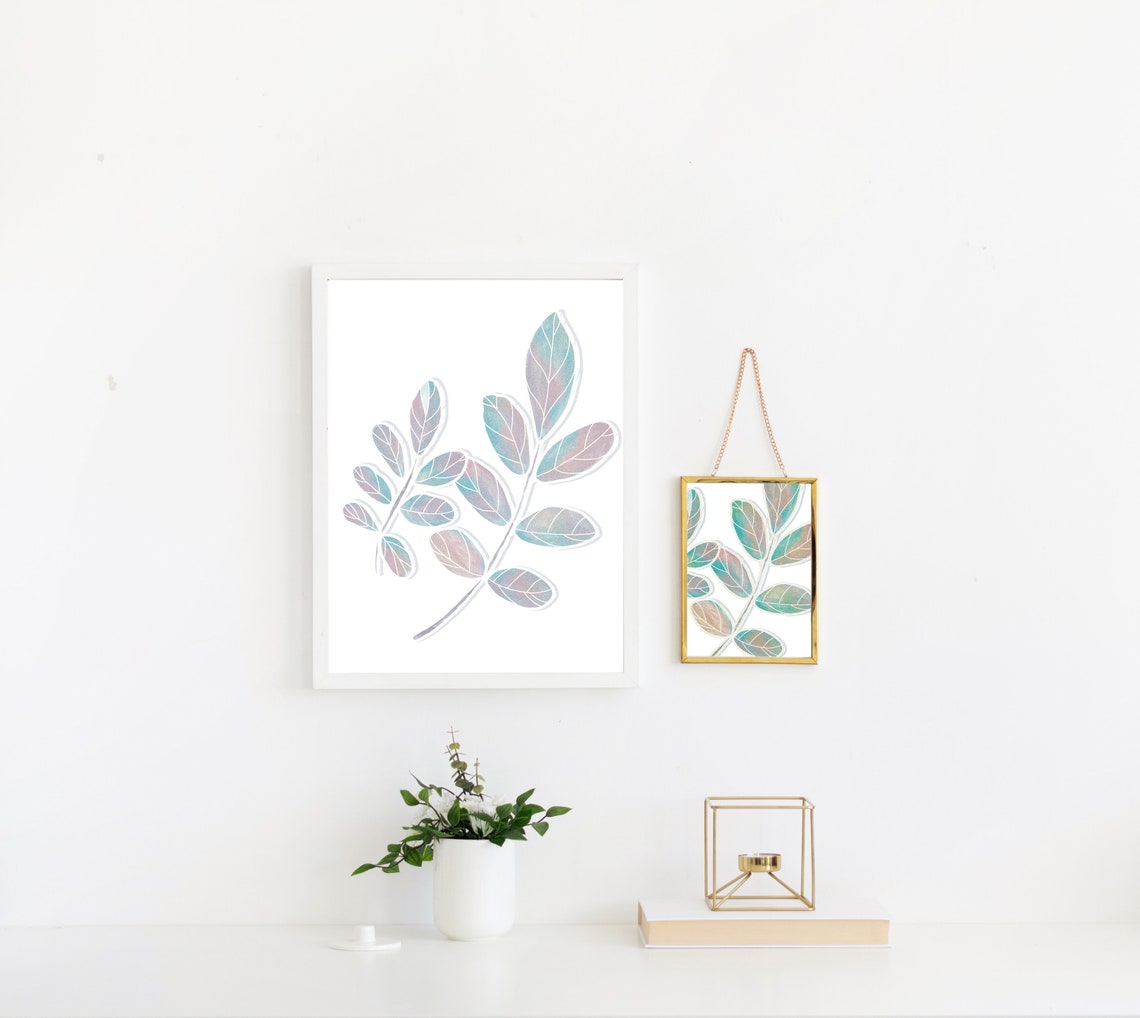Digital Download Leaf Drawing, Digital Print, Leaf Wall Art, Leaf ...