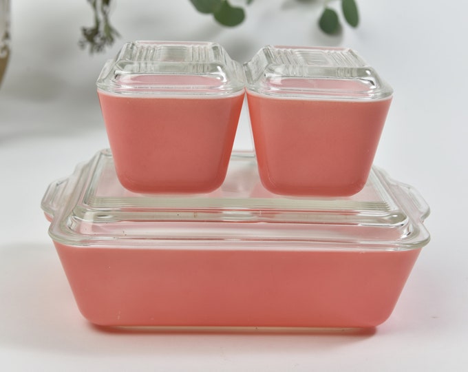 Vintage Pink Pyrex Refrigerator Dishes With Lids | Pyrex Storage ...