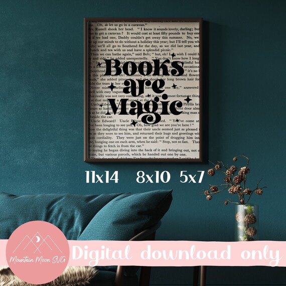 Books Are Magic Printable Wall Art Bookish Art Librarian | Etsy