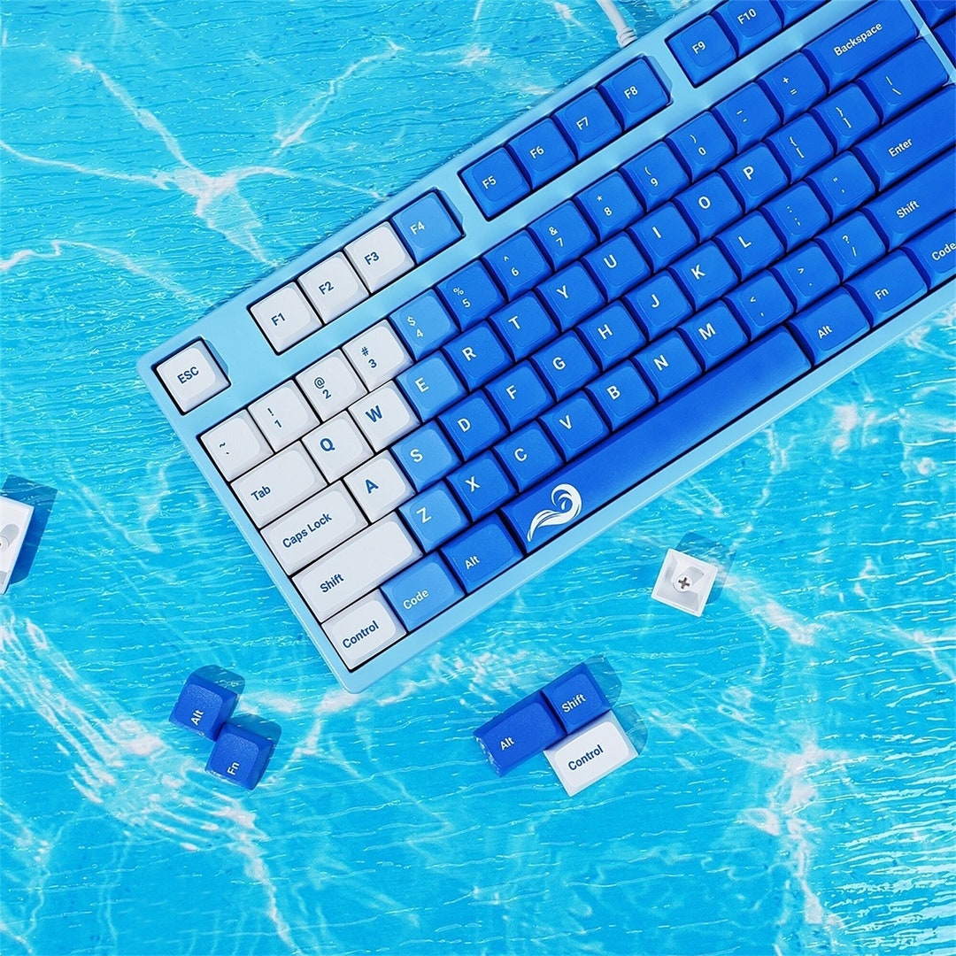 128PCS Sea Ripple Theme Keycaps Blue White Wave Keycaps XDA - Etsy