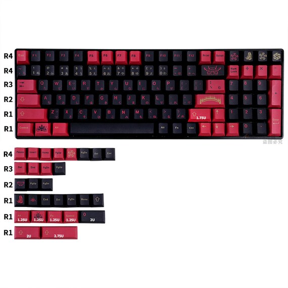 129pcs Higanbana Keycaps, Red Keycap Set,Cherry Height Keycaps,Cherry ...