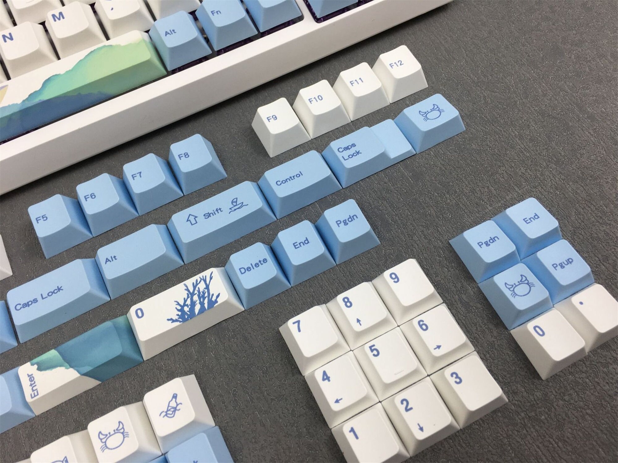 129PCS Ocean Blue Whale Theme Keycaps Blue White Keycaps - Etsy