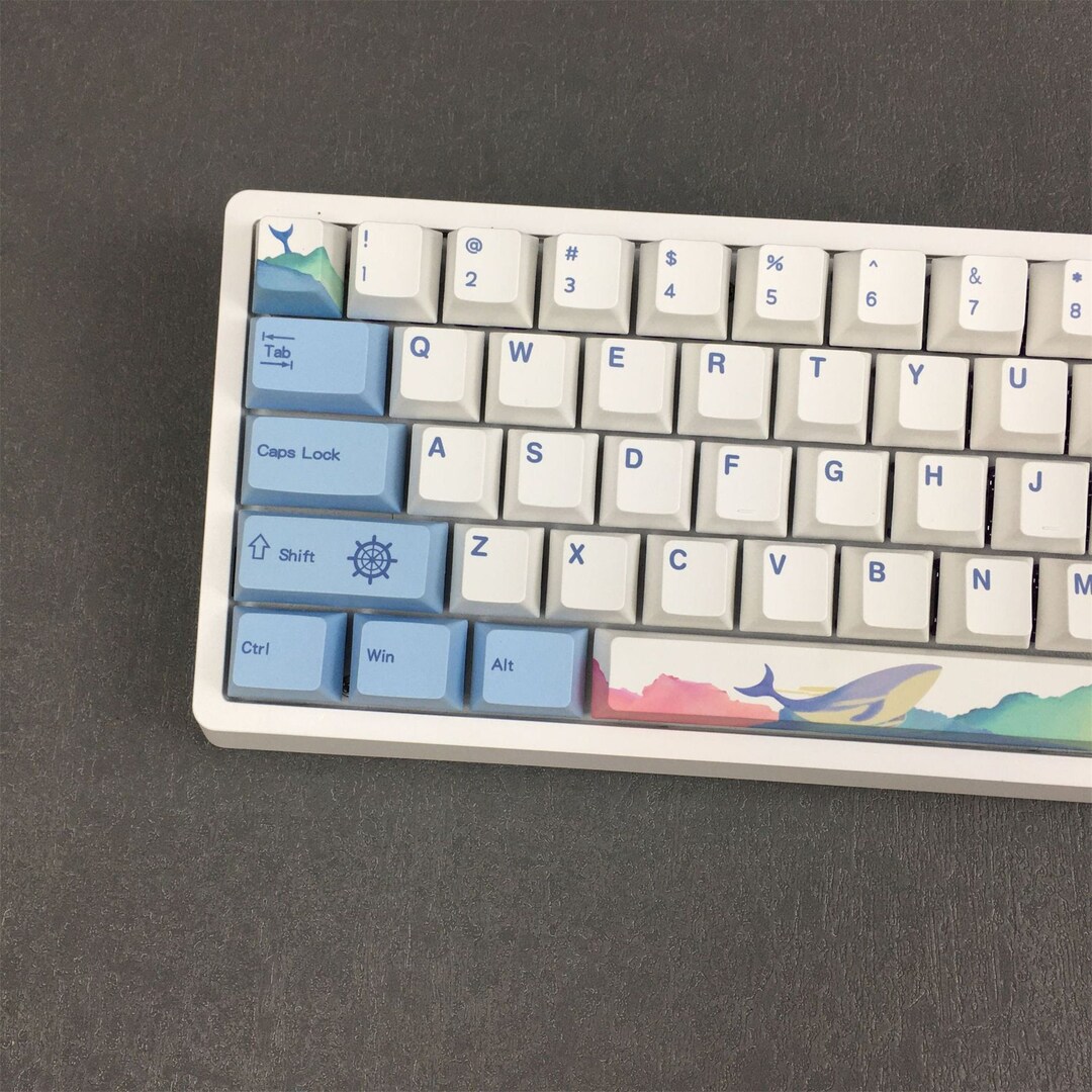 129PCS Ocean Blue Whale Theme Keycaps Blue White Keycaps - Etsy