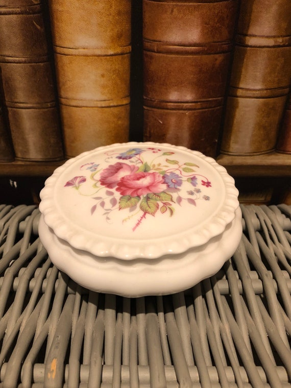 Vintage COALPORT Round Trinket Box Shrewsbury Pattern Art ...