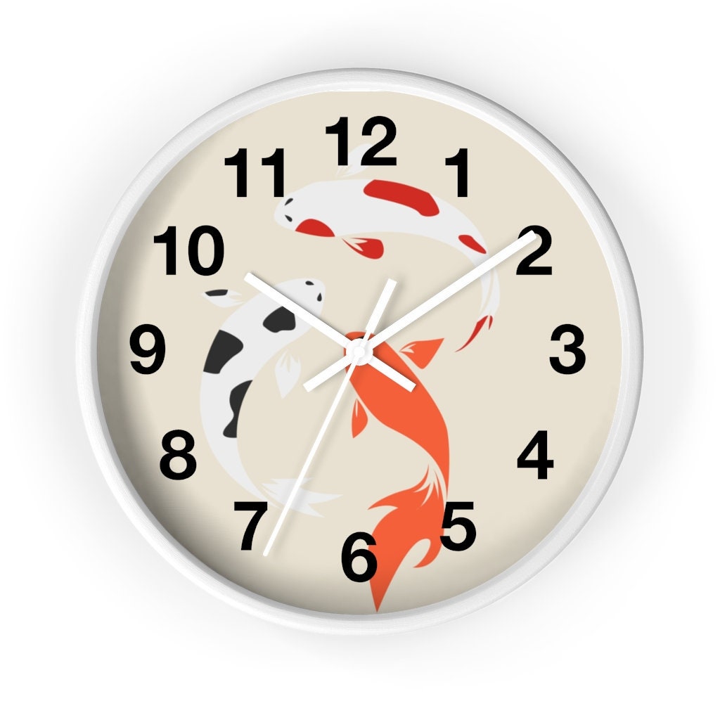 Japanese Koi Fish Wall Clock Numbers Wall Clock Oriental | Etsy