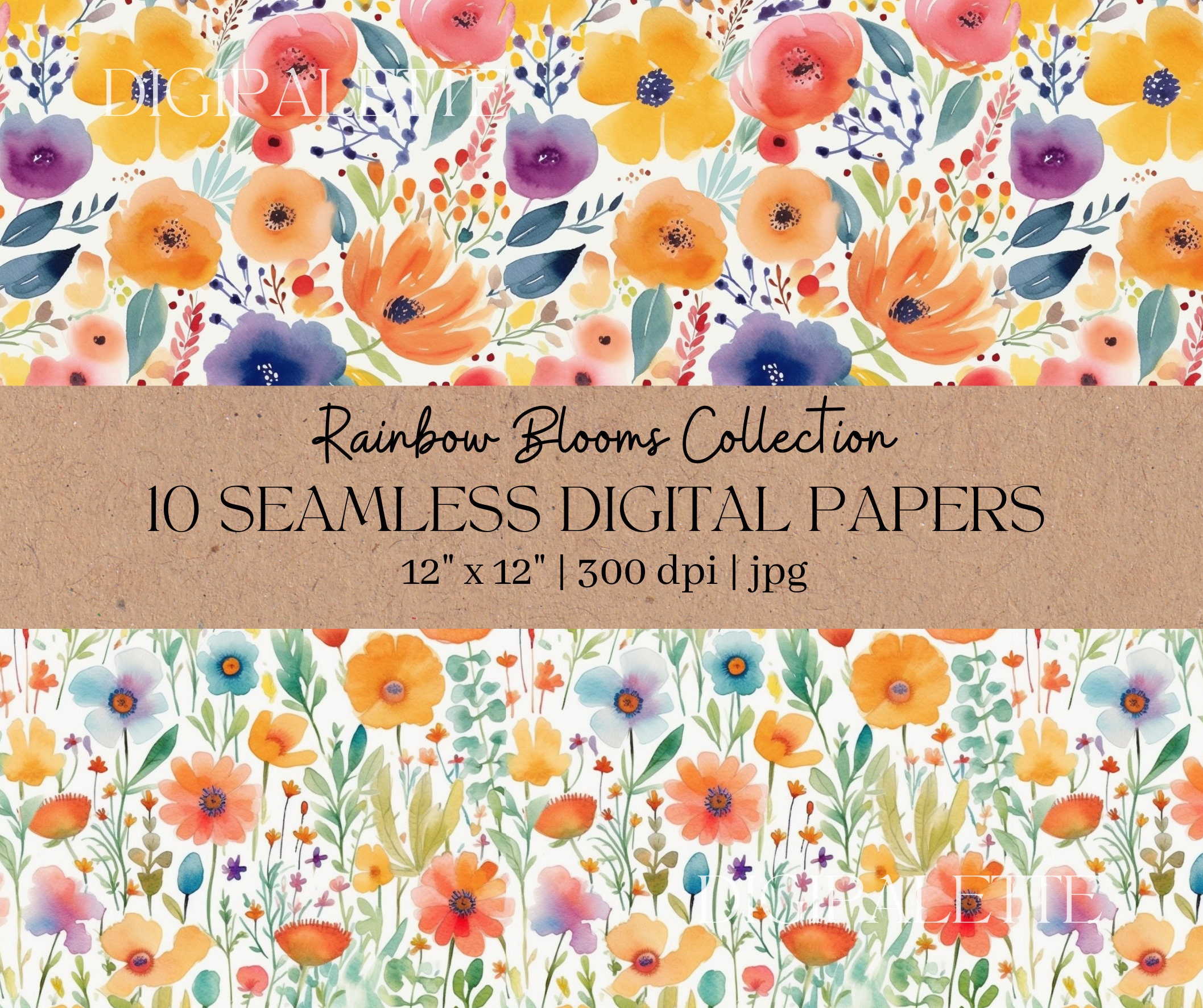 Watercolor Floral Seamless Digital Paper Instant Download Printable ...