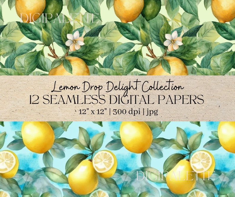 Lemon Pattern Digital Paper Fruit Pattern Seamless Paper Instant ...