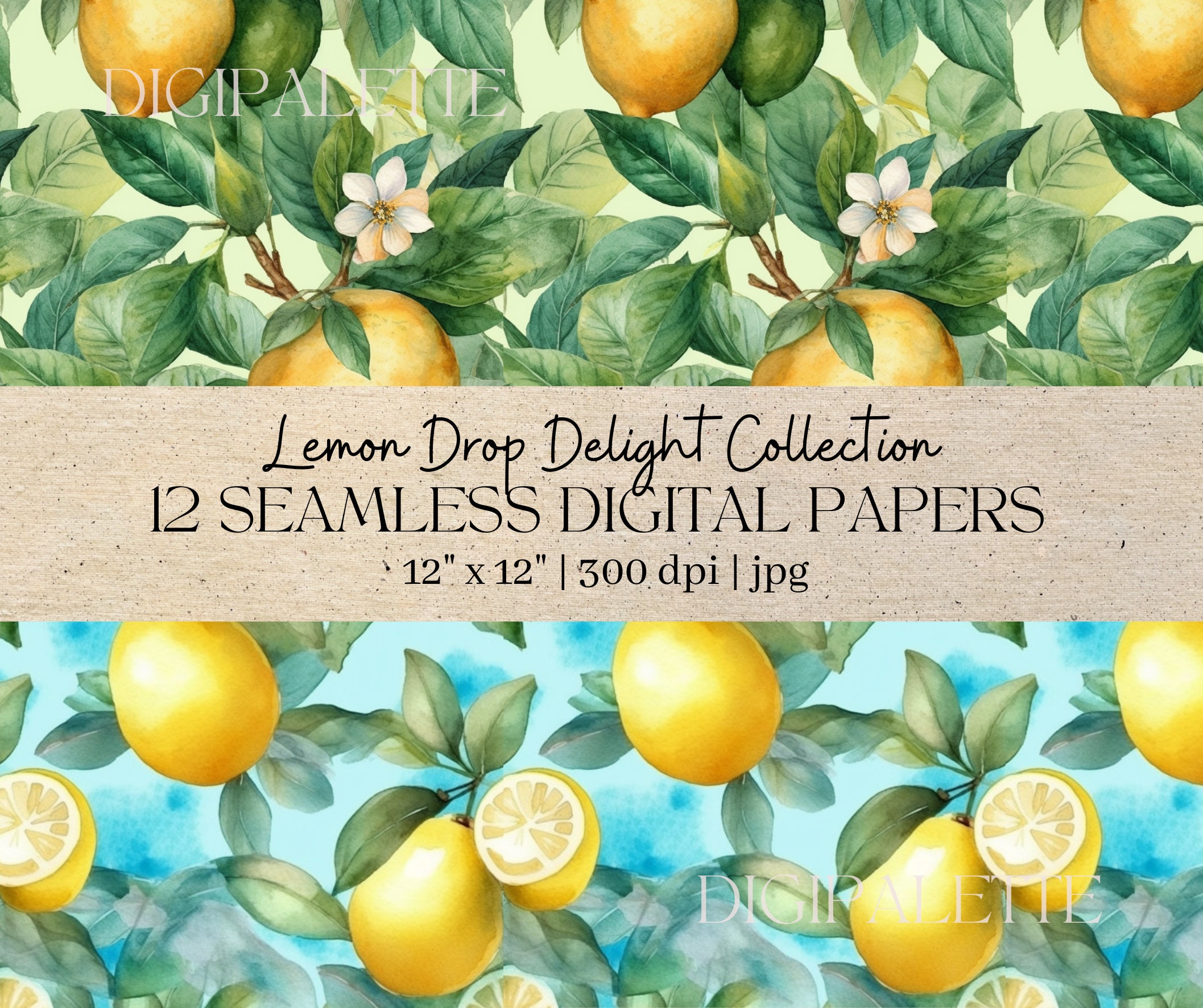 Lemon Pattern Digital Paper Fruit Pattern Seamless Paper Instant ...