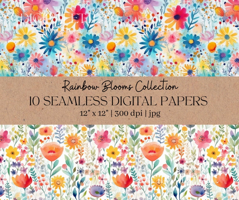 Watercolor Floral Seamless Digital Paper Instant Download Printable ...