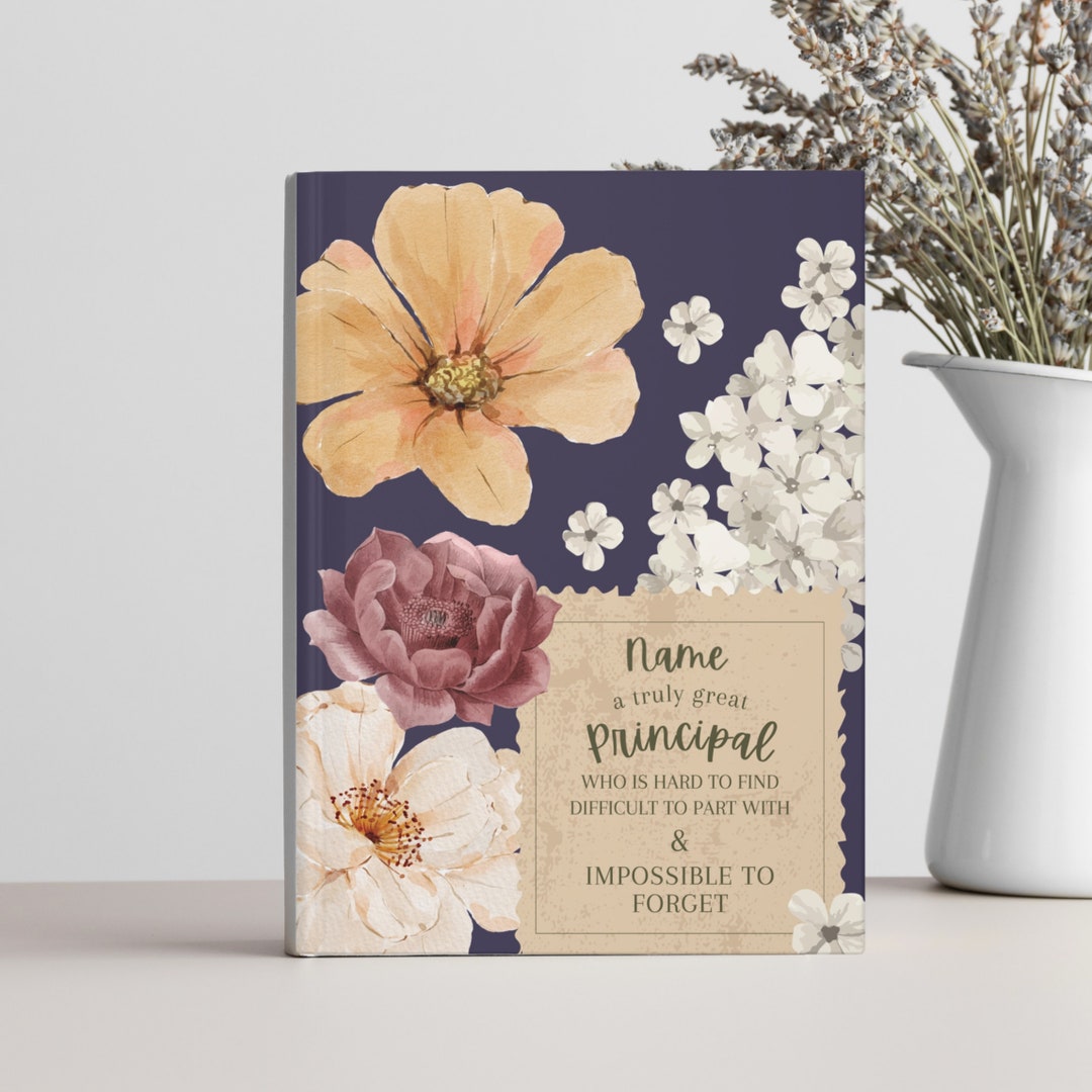 Personalized Journal Notebook for School Principal, Elegant Floral ...