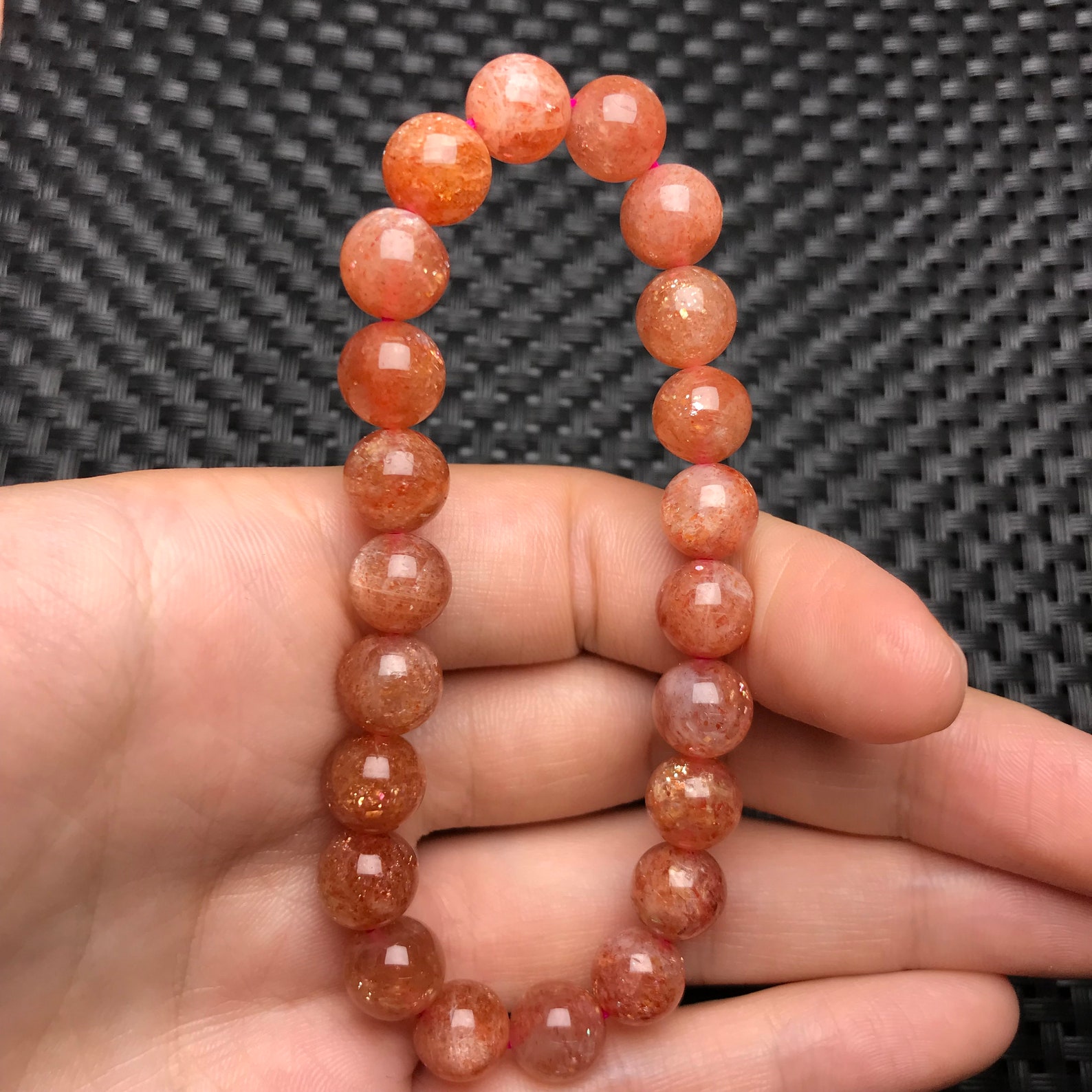 Natural Golden Sunstone Bead Bracelet Energy Gemstone Round | Etsy