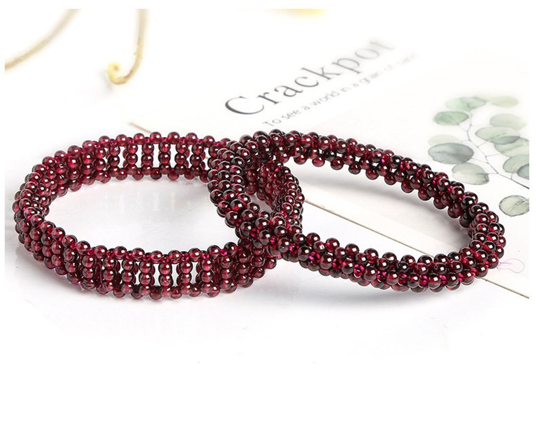 3mm Natural Red Garnet Beads Bracelet Women Boho Multilayer Weave Elastic Bangles Luxury Jewelry ...