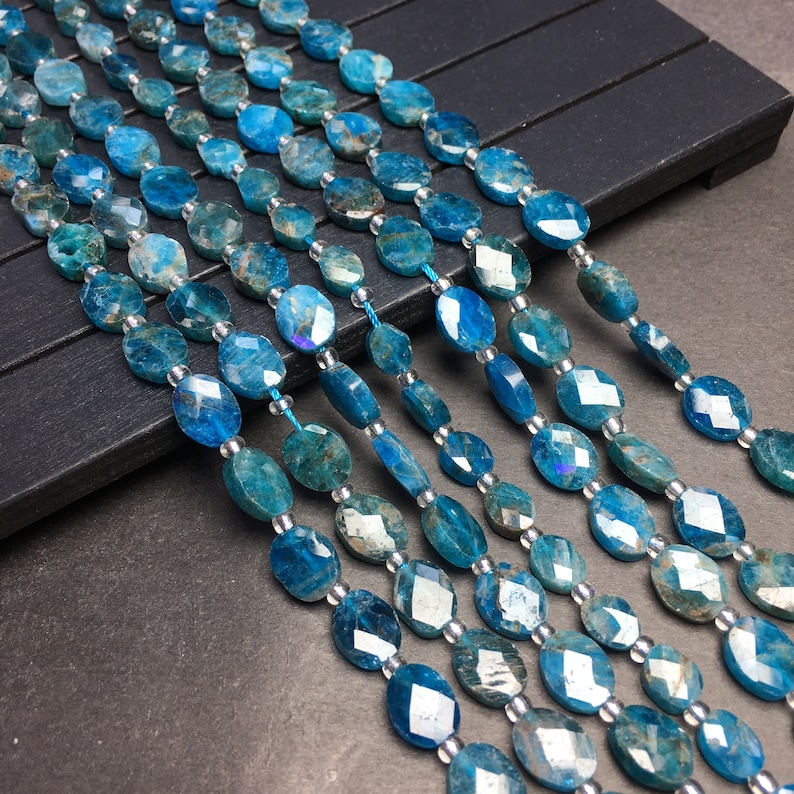 Natural Apatite Faceted Bead Cut Oval Shape Gemstone Spacer | Etsy