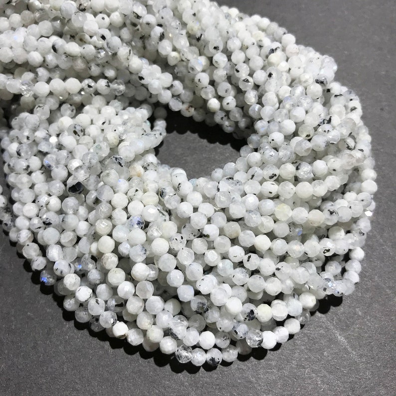 2mm 3mm 4mm Natural Moonstone Beads Faceted Round Shape for Bracelet ...