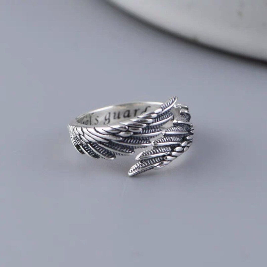Takahashi Goro 925 Sterling Silver Feather Ring Man Woman Ring Lover Ring Engagement Ring ...