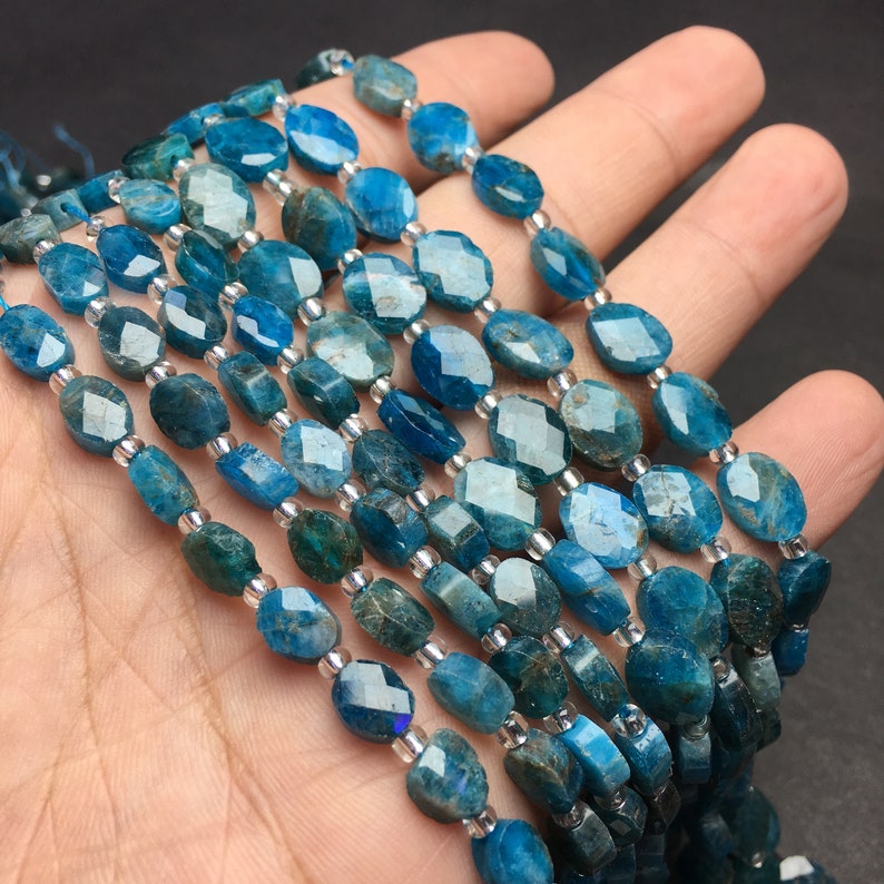 Natural Apatite Faceted Bead Cut Oval Shape Gemstone Spacer | Etsy