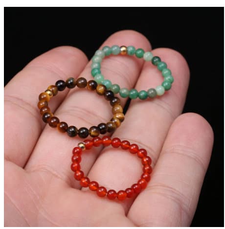 Beaded Stackable Rings Gemstone Beaded Ring Crystal Ring - Etsy