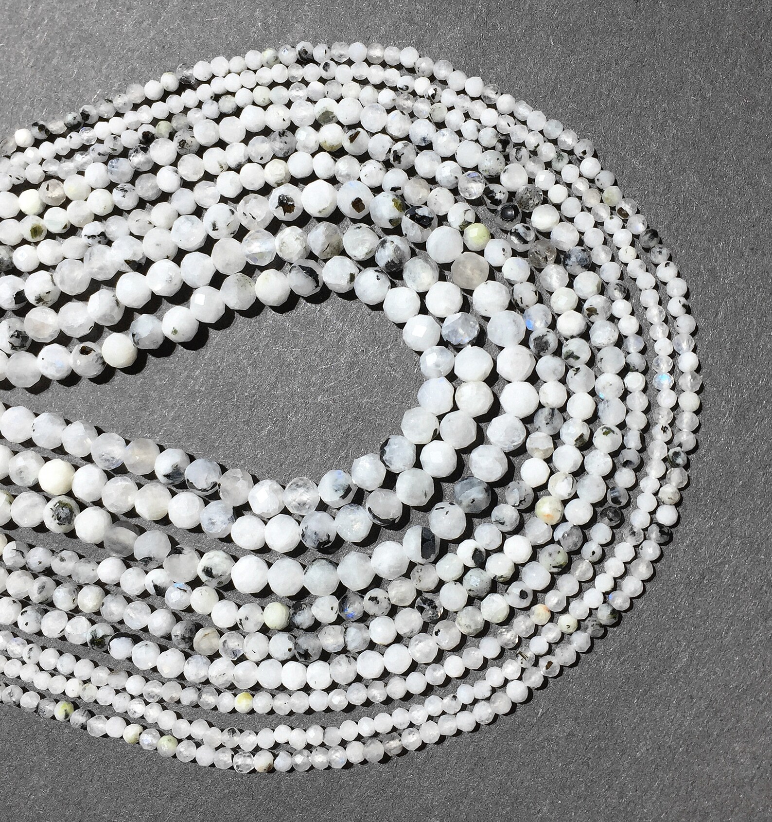 2mm 3mm 4mm Natural Moonstone Beads Faceted Round Shape for Bracelet ...