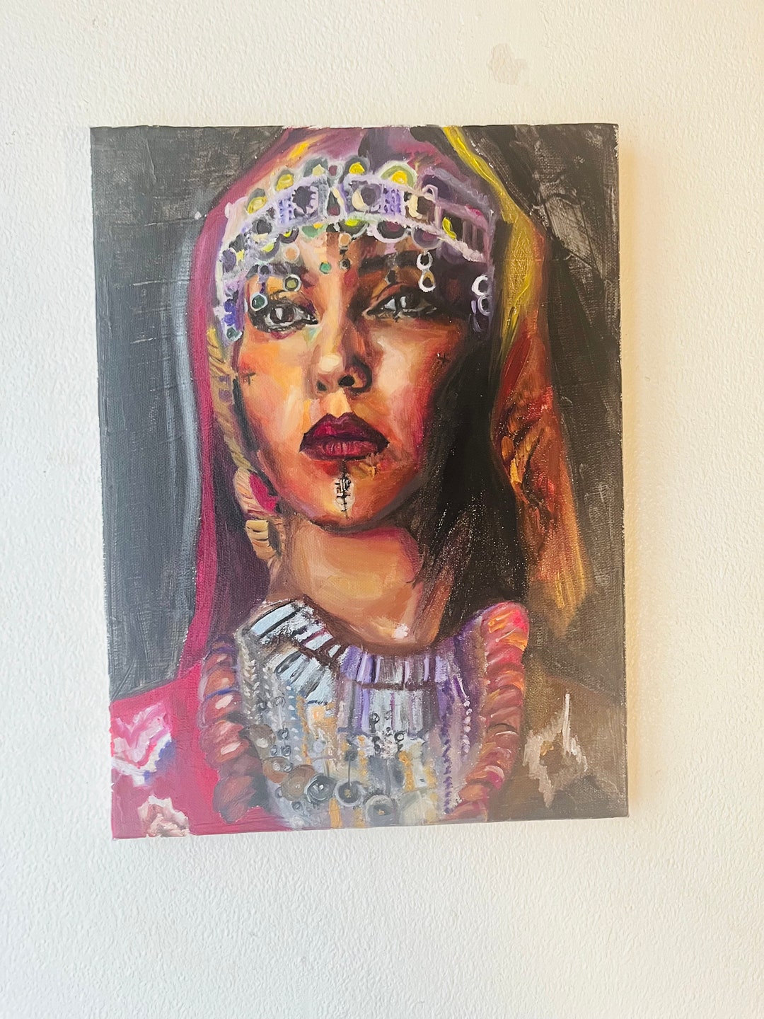Saharan Desert Woman, Tuareg Tattoos Oil Painting - Etsy