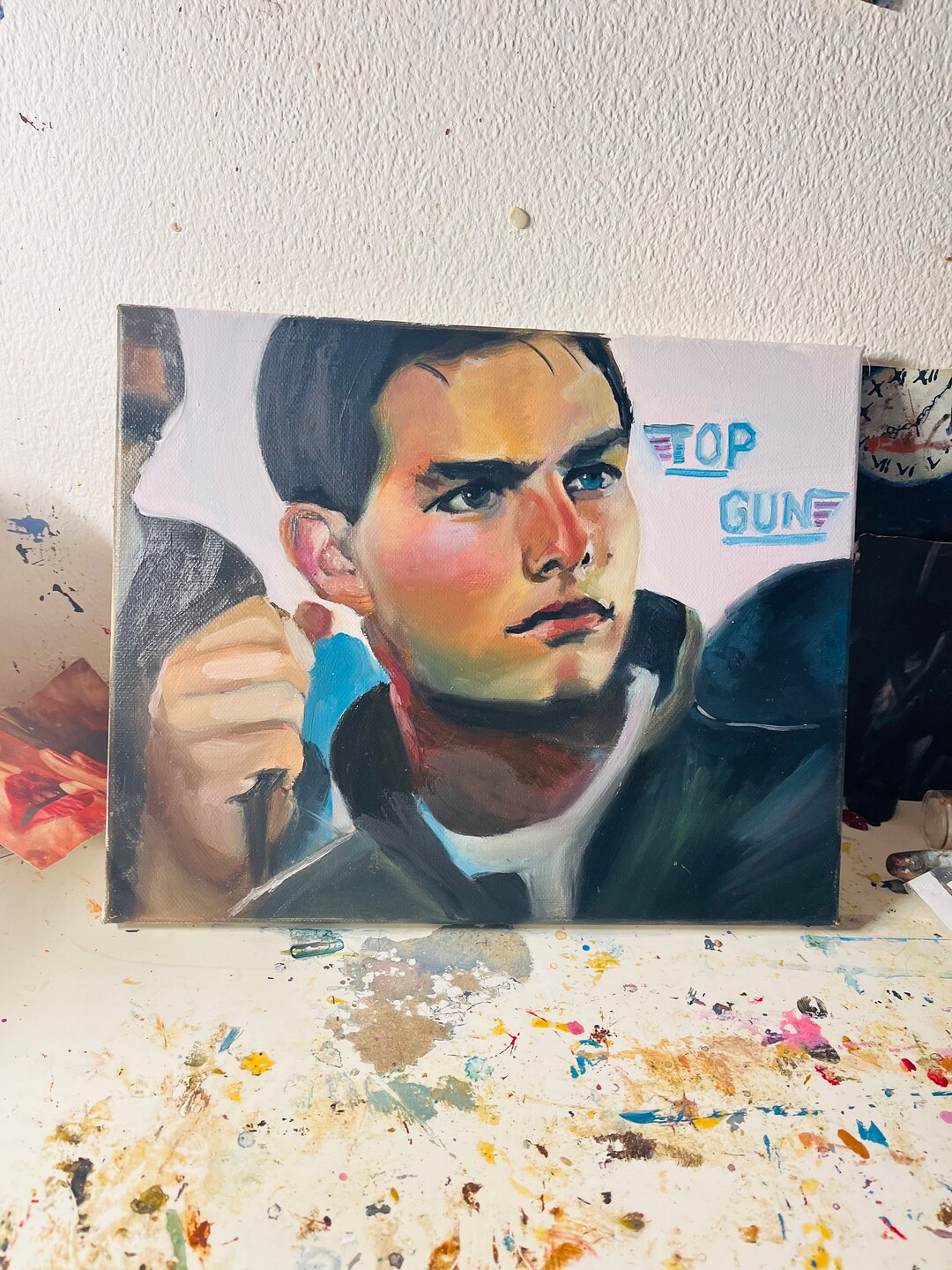Tom Cruise in top Gun Movie Oil Painting - Etsy