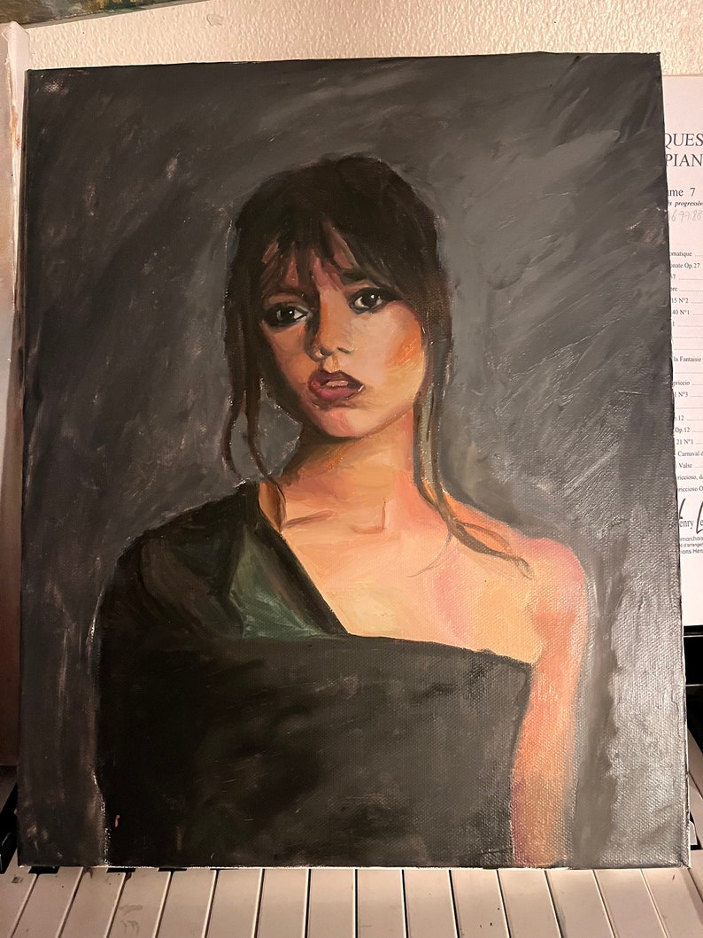 Jenna Ortega Oil Painting Original Art Wednesday Addams - Etsy