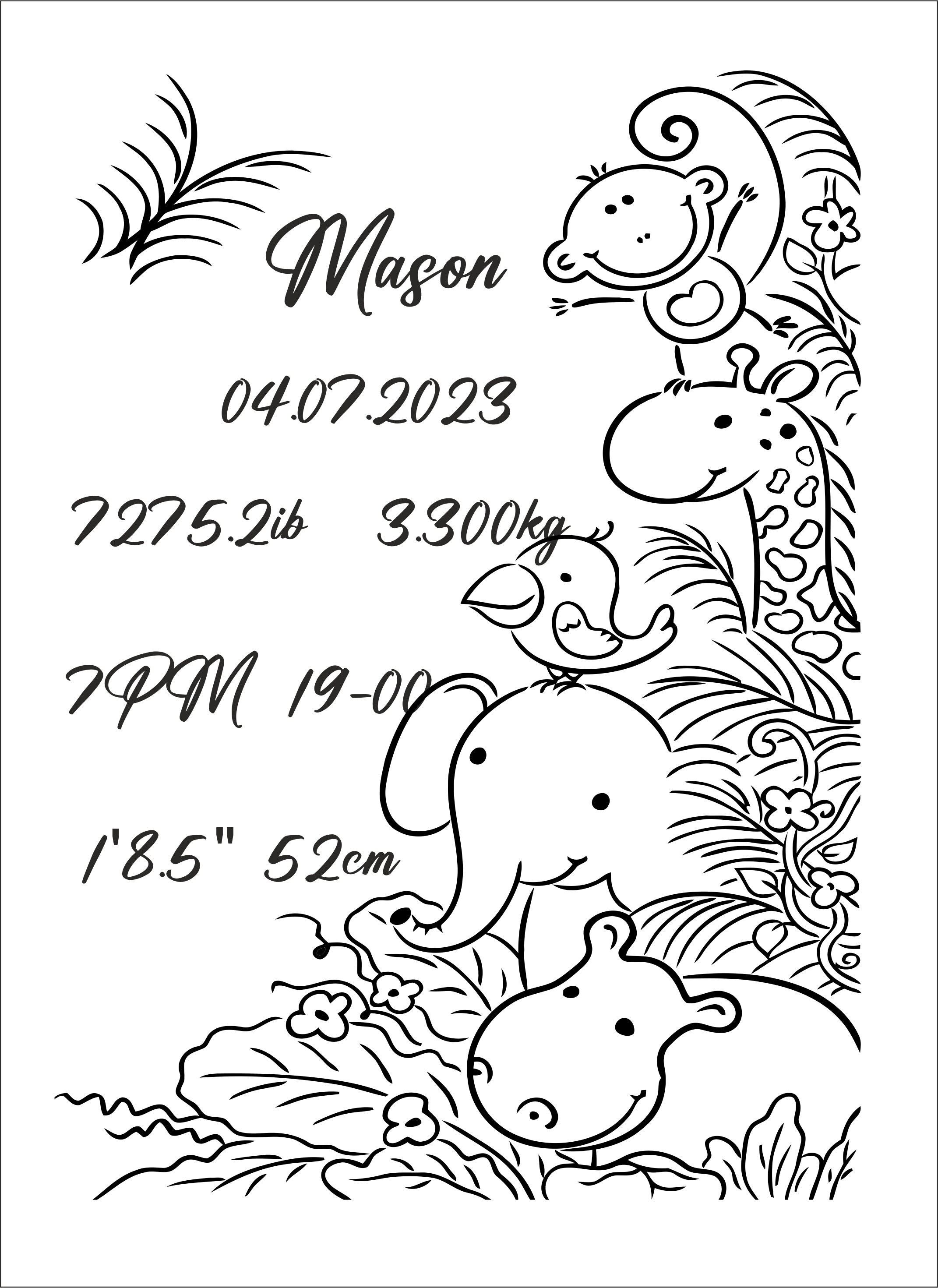 Safari Animals Design Animal Embroidery Hoop Custom - Etsy