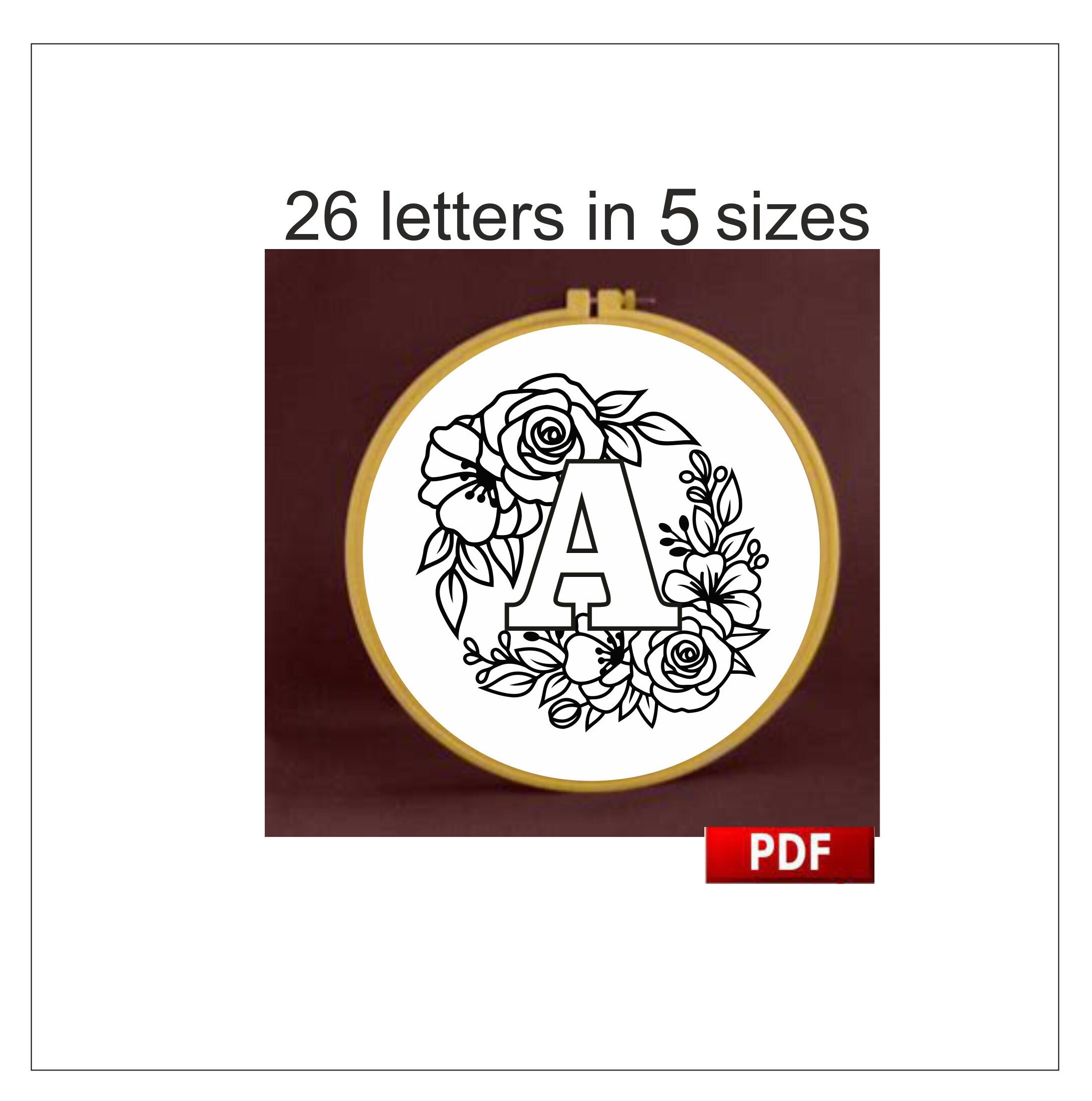 Floral Monogram Hand Embroidery Pattern Alphabet Modern - Etsy