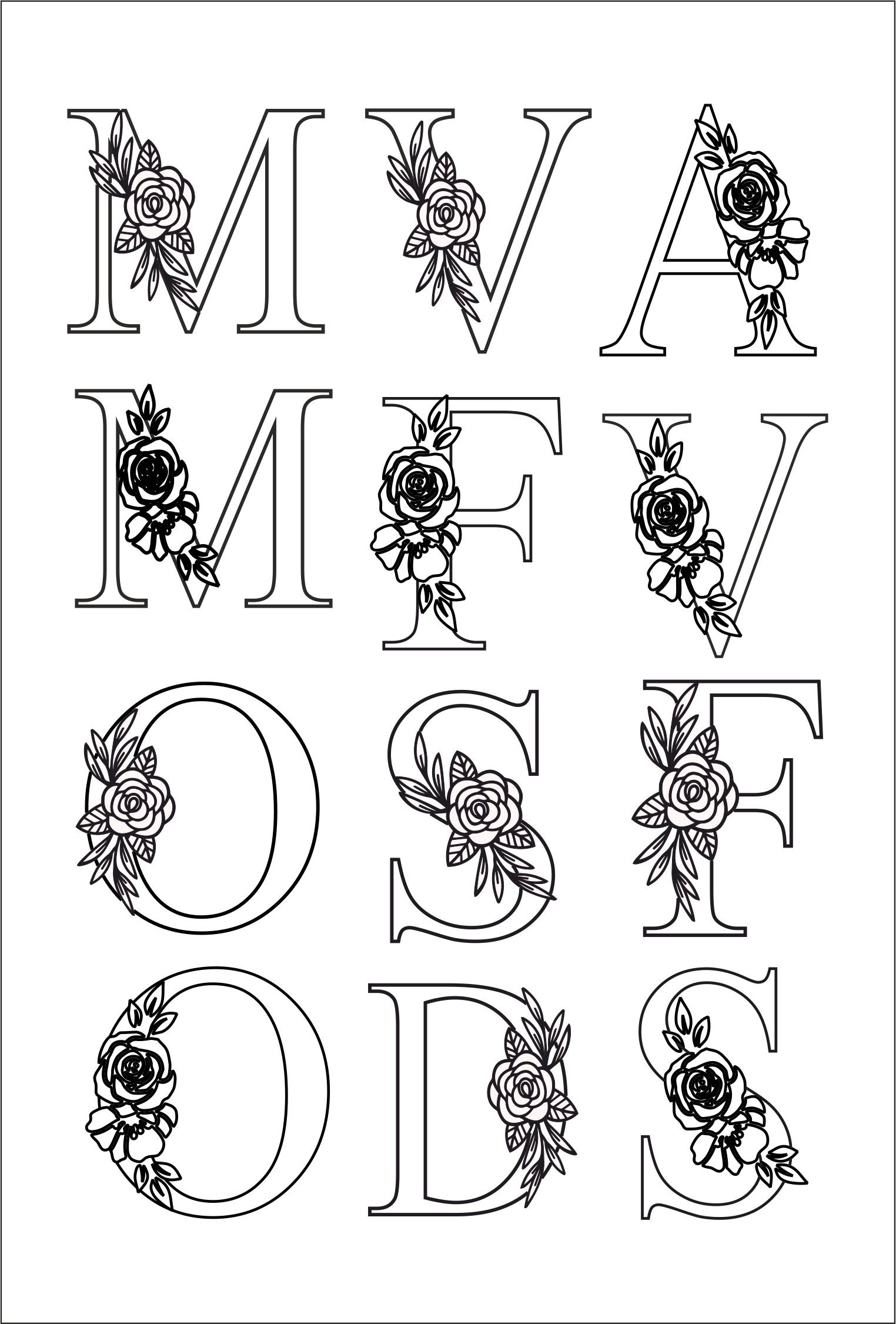 Botanical Letter Design, DIY Monogram Embroidery—flower Alphabet ...