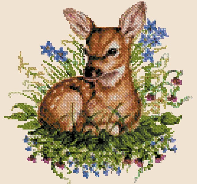 Forest Deer Cross Stitch Pattern – Wild Animal Embroidery (PDF Pattern ...