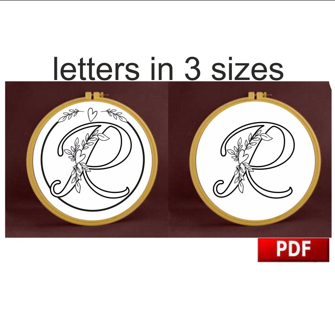 Circular Monogram Hand Embroidery Pattern, Alphabet Modern Embroidery ...