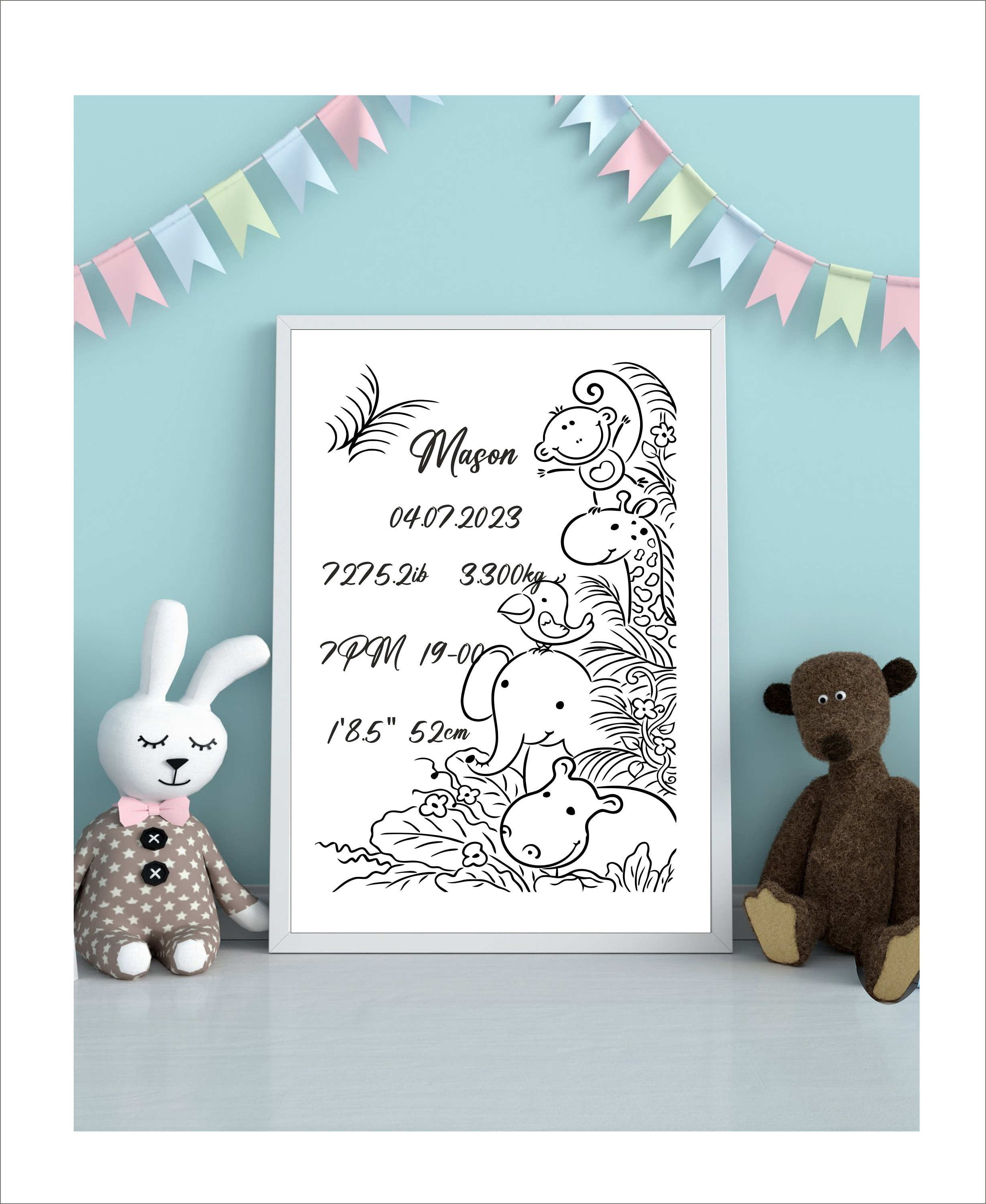 Safari Animals Design Animal Embroidery Hoop Custom - Etsy