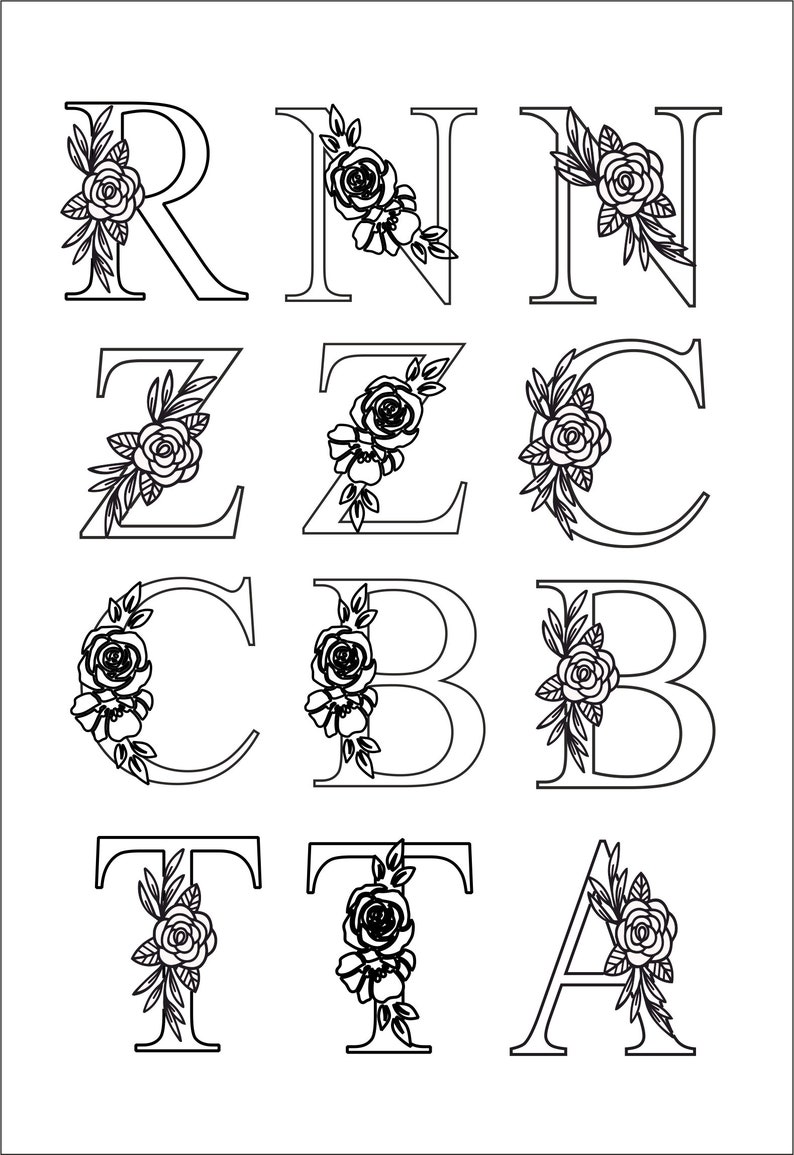 Botanical Letter Design, DIY Monogram Embroidery—flower Alphabet ...