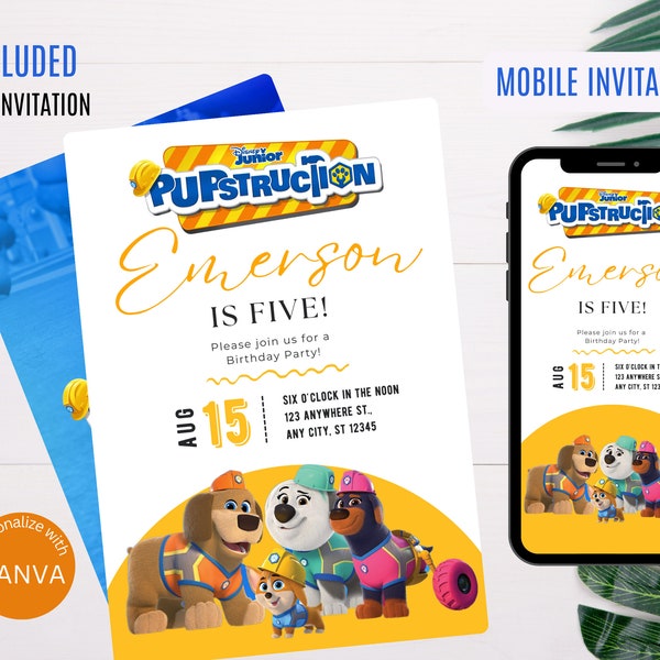 Rubble Birthday Invitations - Etsy