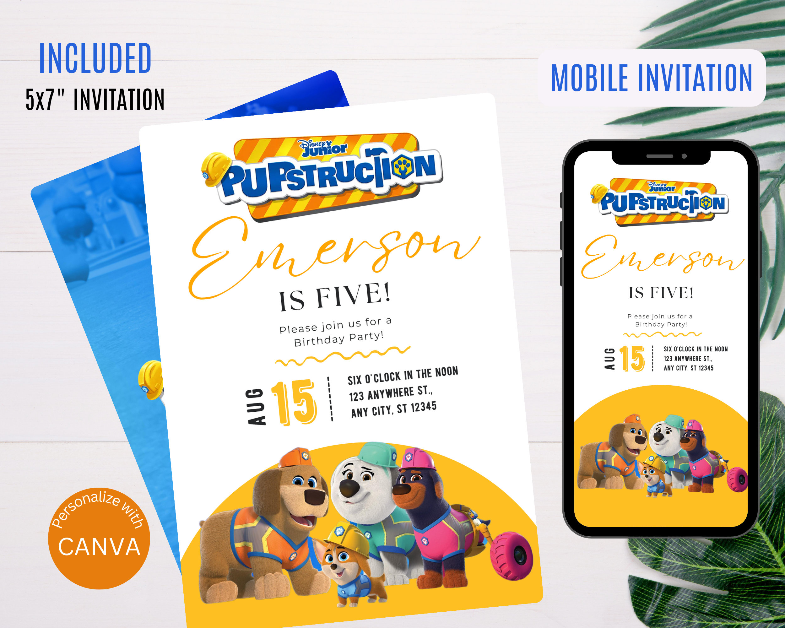 PUPSTRUCTION Birthday Invitation | Birthday Party Invitations ...