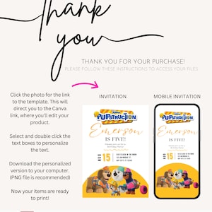 PUPSTRUCTION Birthday Invitation | Birthday Party Invitations ...