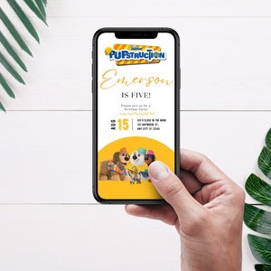 PUPSTRUCTION Birthday Invitation | Birthday Party Invitations ...