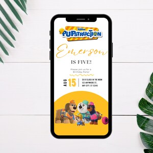 PUPSTRUCTION Birthday Invitation | Birthday Party Invitations ...