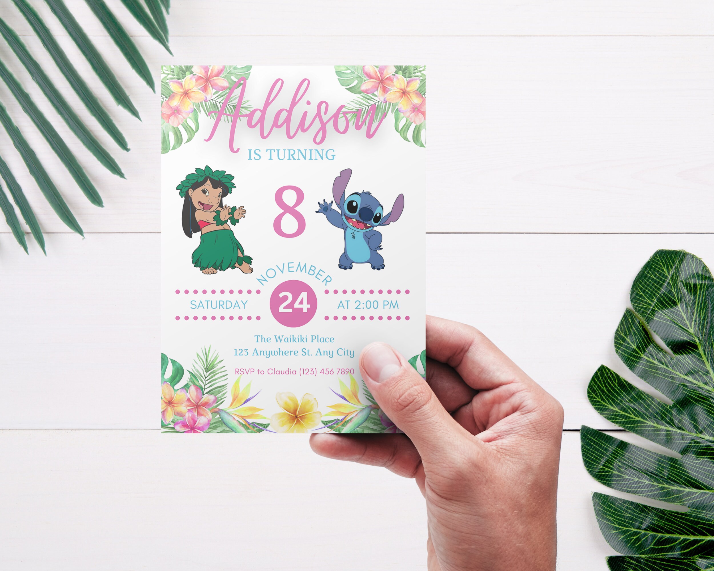 LILO & STITCH Birthday Invitation | Girl Birthday Party Invitations ...