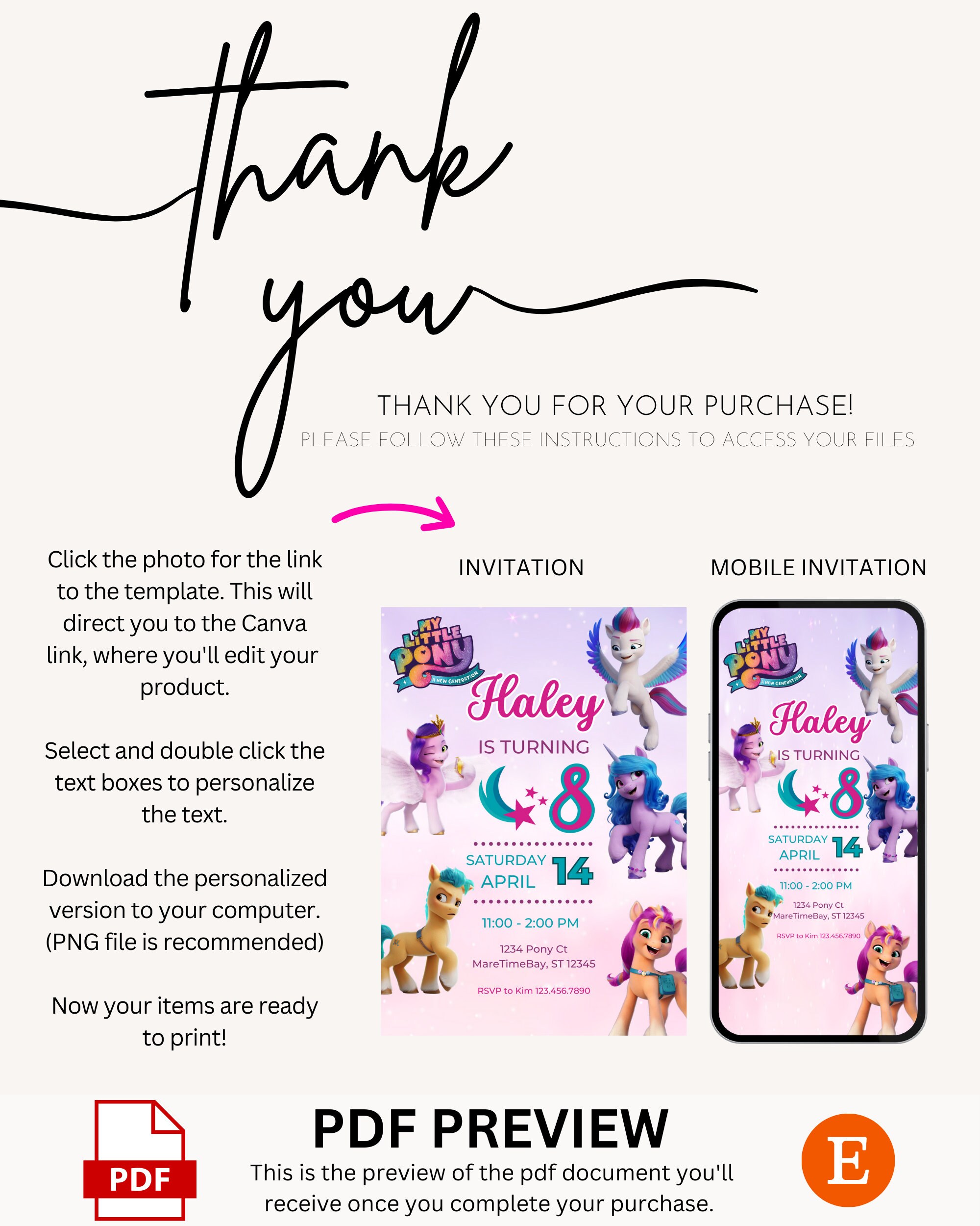 My Little Pony New Generation Birthday Invitation | Girl Birthday Party ...