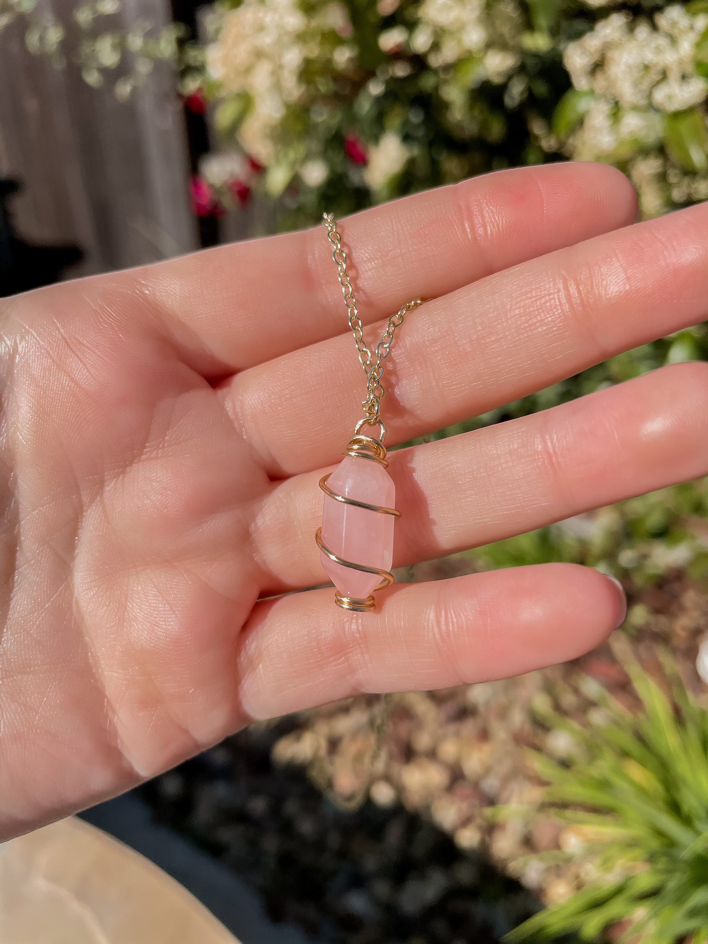 Wire Wrapped Mini Crystal Necklace Amethyst Rose Quartz | Etsy
