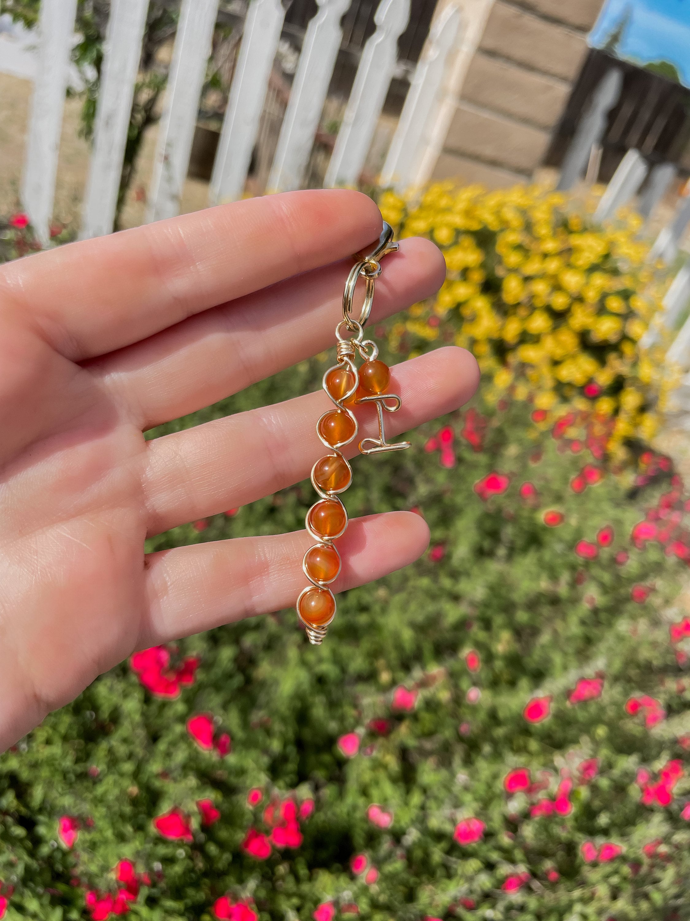 Crystal Keychain With Healing Stones, Gemstone Keychain - Carnelian ...