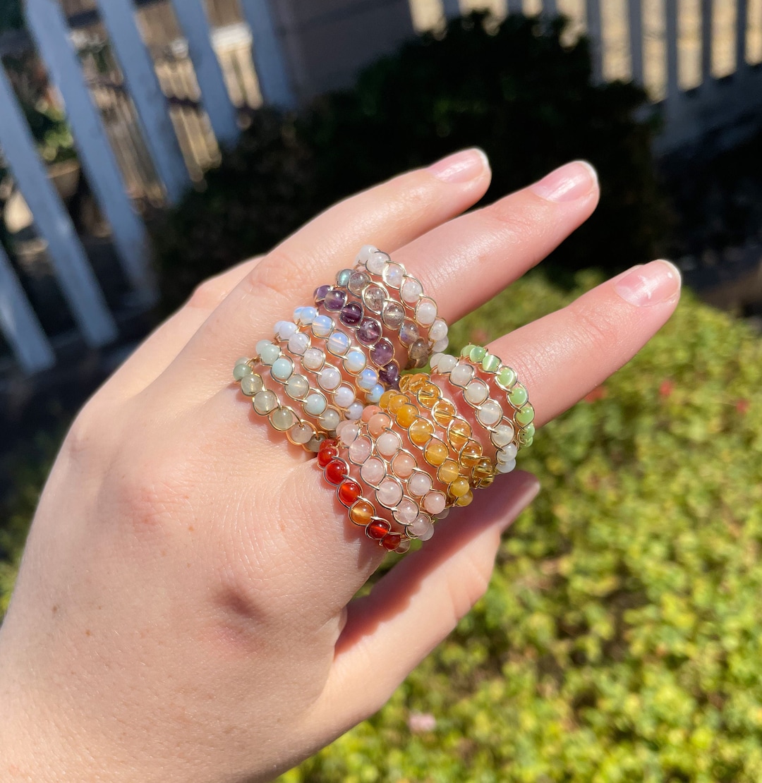 Braided Crystal Wire Ring, Gemstone Wire Ring, Crystal Wire Wrapped ...