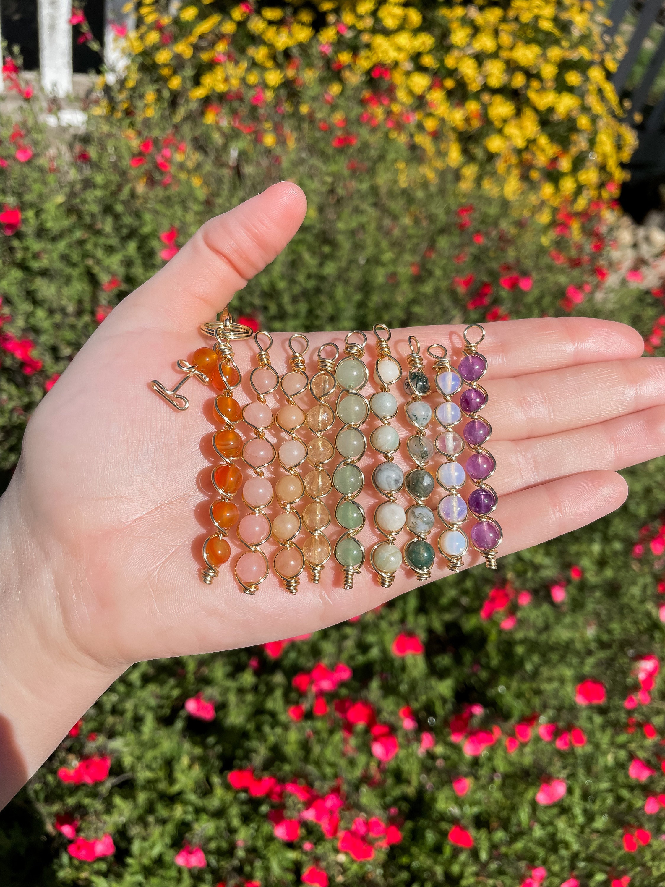 Crystal Keychain With Healing Stones, Gemstone Keychain - Carnelian ...