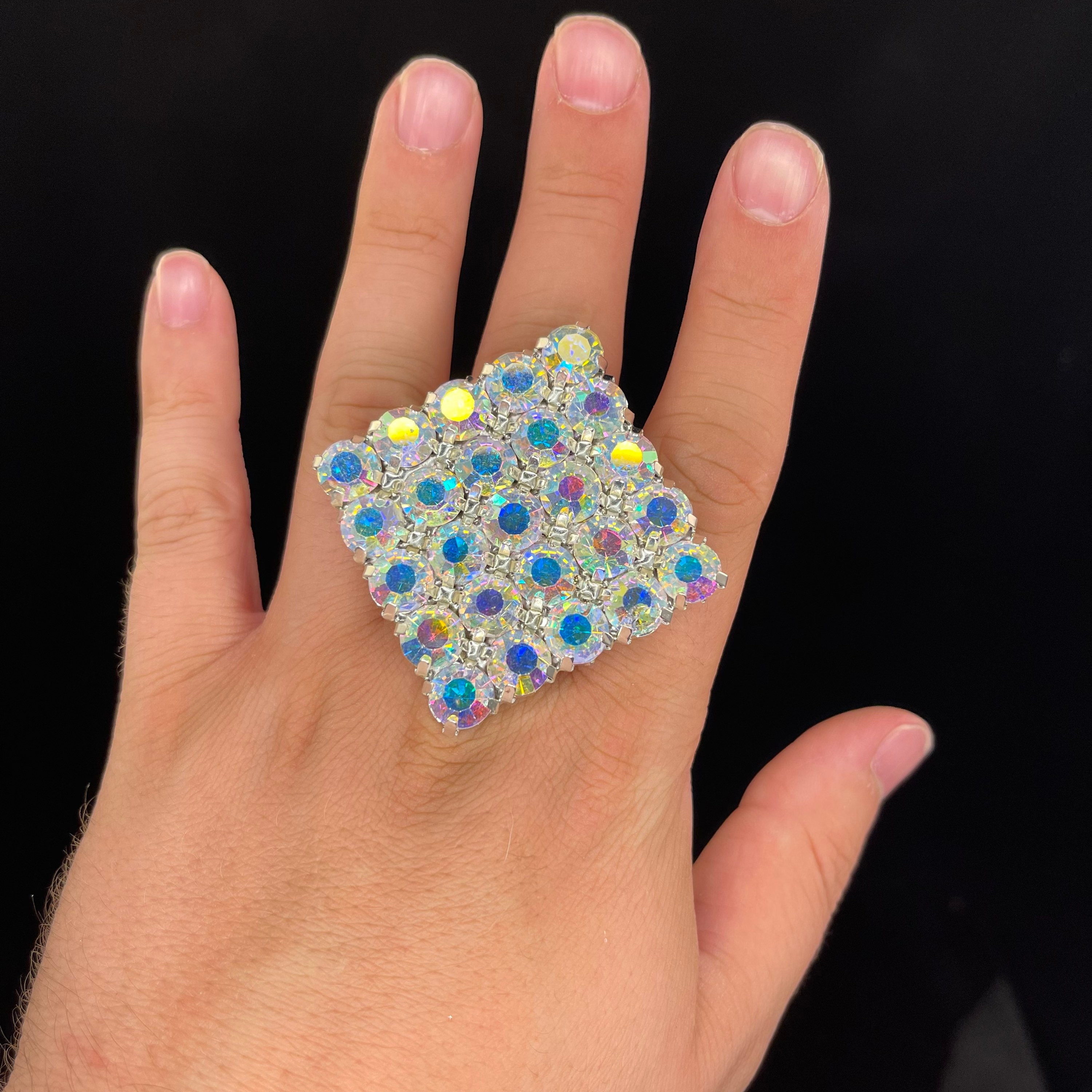 Clear AB Ring / Cocktail Dress Ring / Adjustable Back / Gift / - Etsy UK