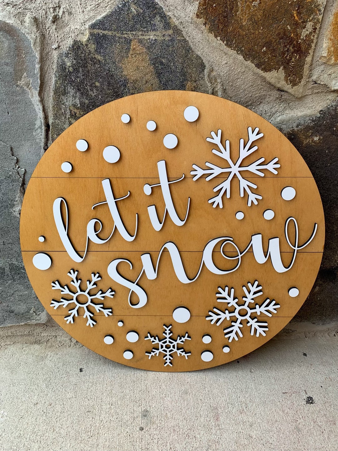 Let It Snow Sign Christmas Sign Custom Signs Custom Rounds - Etsy