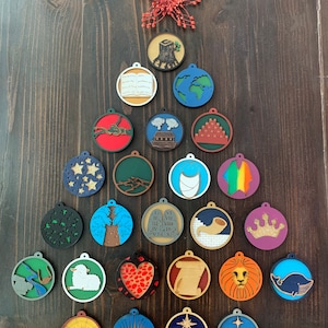 Jesus Storybook Bible Ornaments, Jesse Tree Ornaments, Wooden Jesse ...