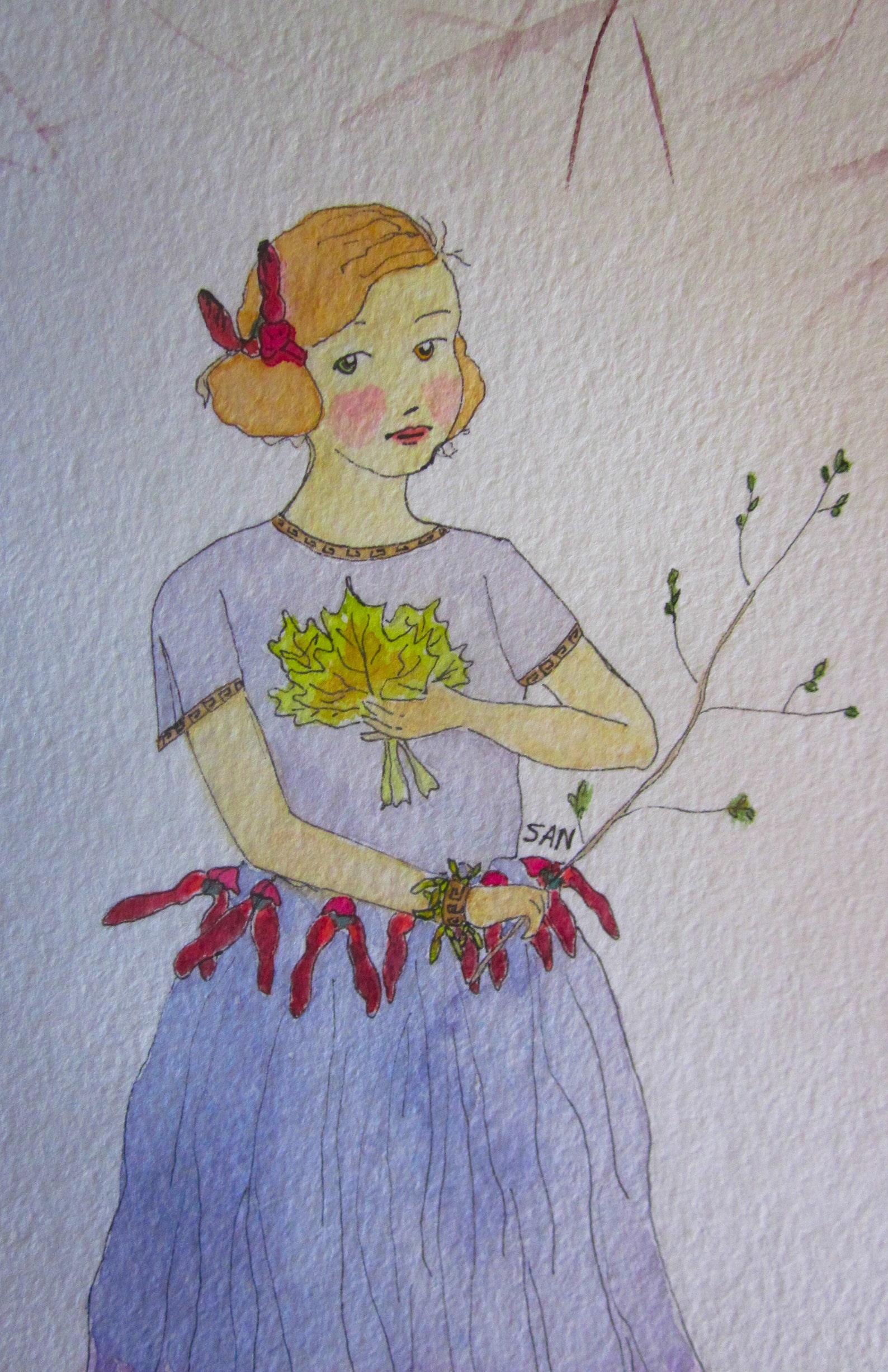 The Little Maple Girl Small Original Watercolor 8.5x5.5 Inches - Etsy