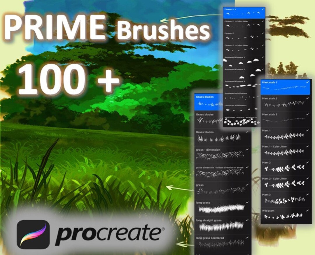 A Stunning Set of Over 100 Vegetation Brushes. Leaves Grass - Etsy